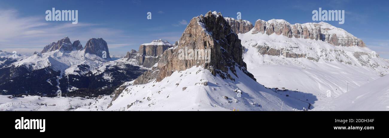 Gruppo del Sella mountains, Italian Dolomites Stock Photo - Alamy