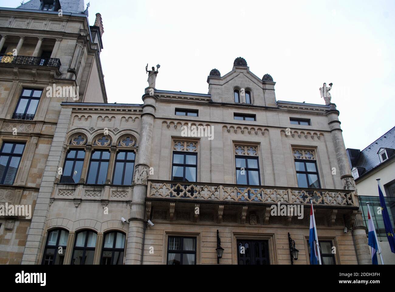 windows on historic European building Stock Photo - Alamy