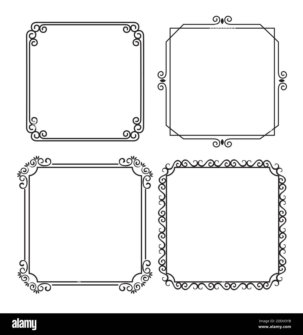 four monochrome frames in white background line style Stock Vector ...