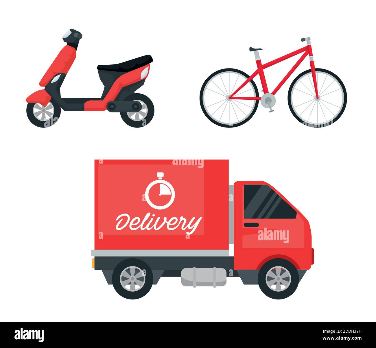 delivery service vehicles set icons Stock Vector Image & Art - Alamy