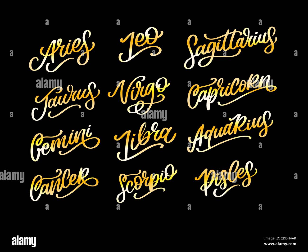 Zodiac lettering Vector Sign. Cartoon astrology text illustration ...