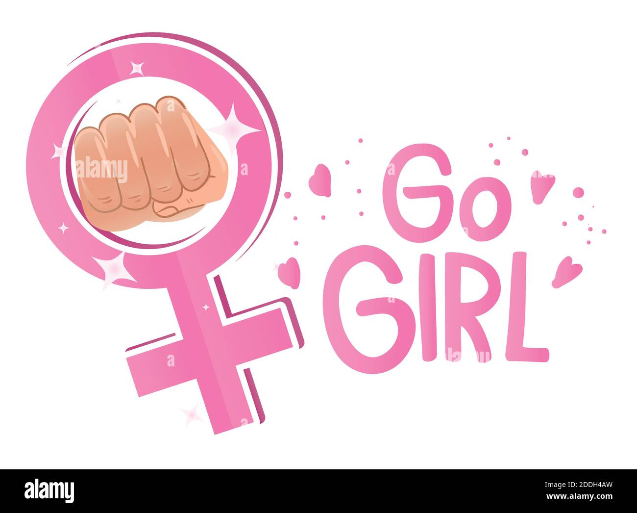 go girl lettering with hand fist in female gender symbol Stock Vector ...