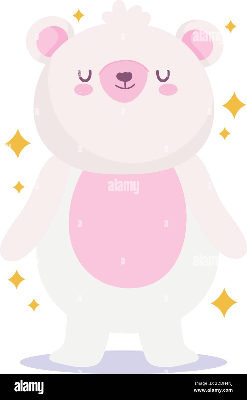 cute little polar bear cartoon with stars icon vector illustration ...