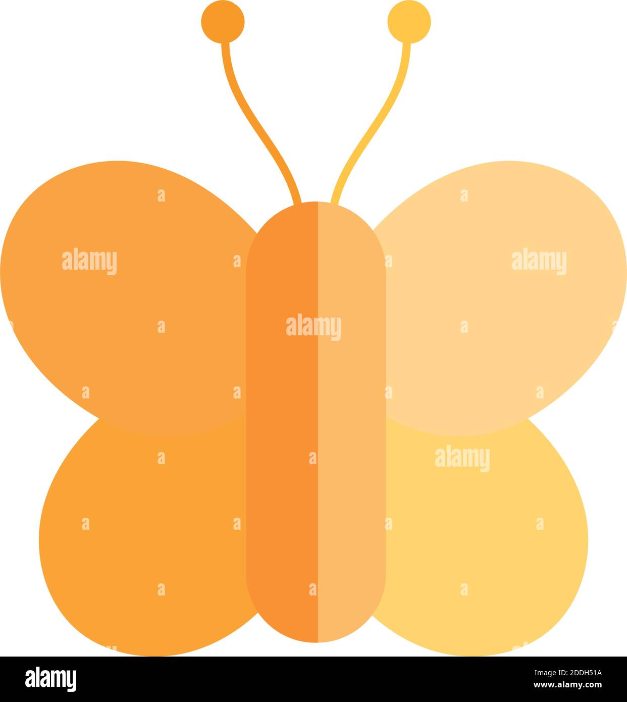 yellow butterfly insect animal in cartoon flat icon style vector ...