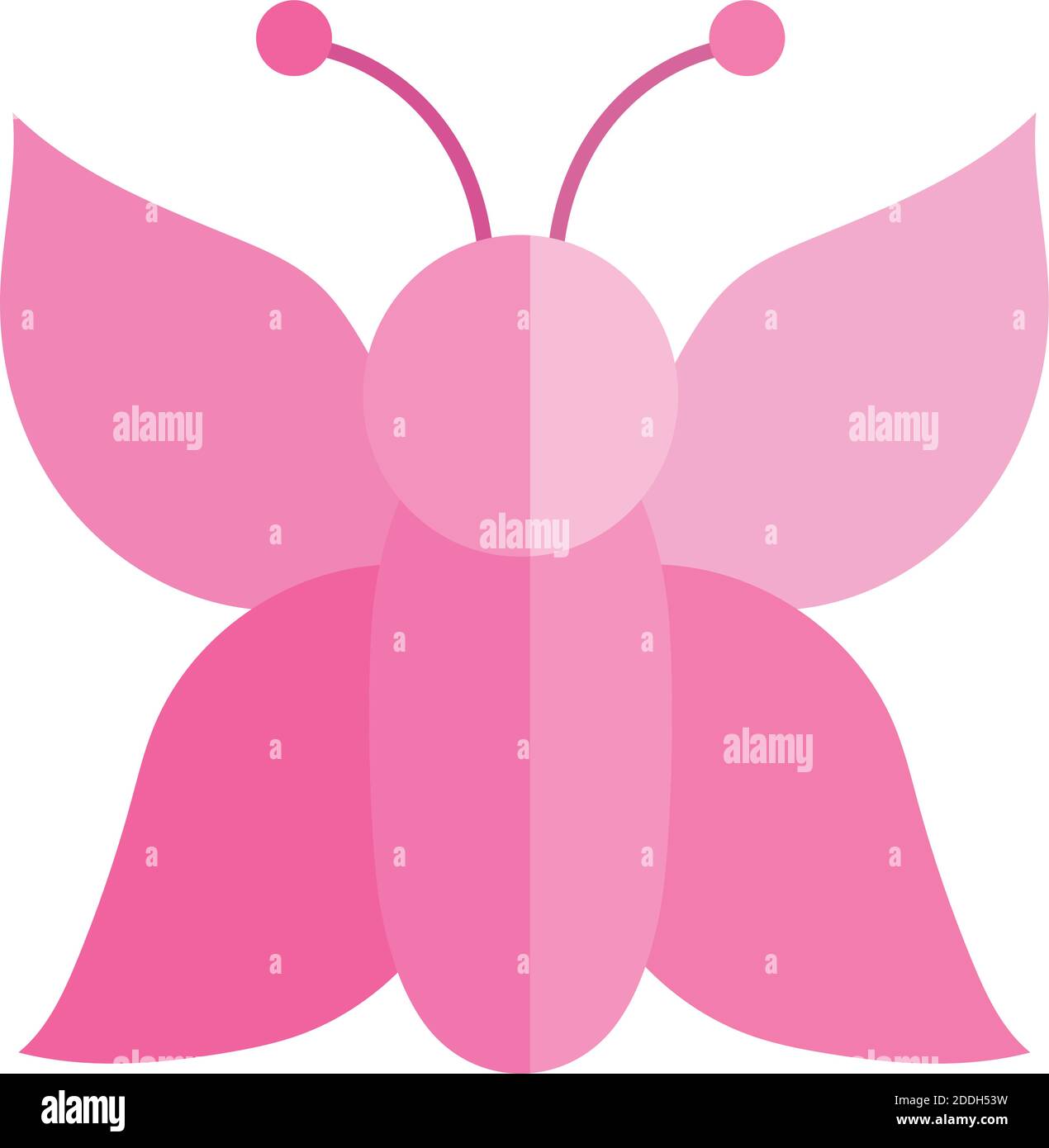 pink butterfly bug insect animal in cartoon flat icon style vector ...
