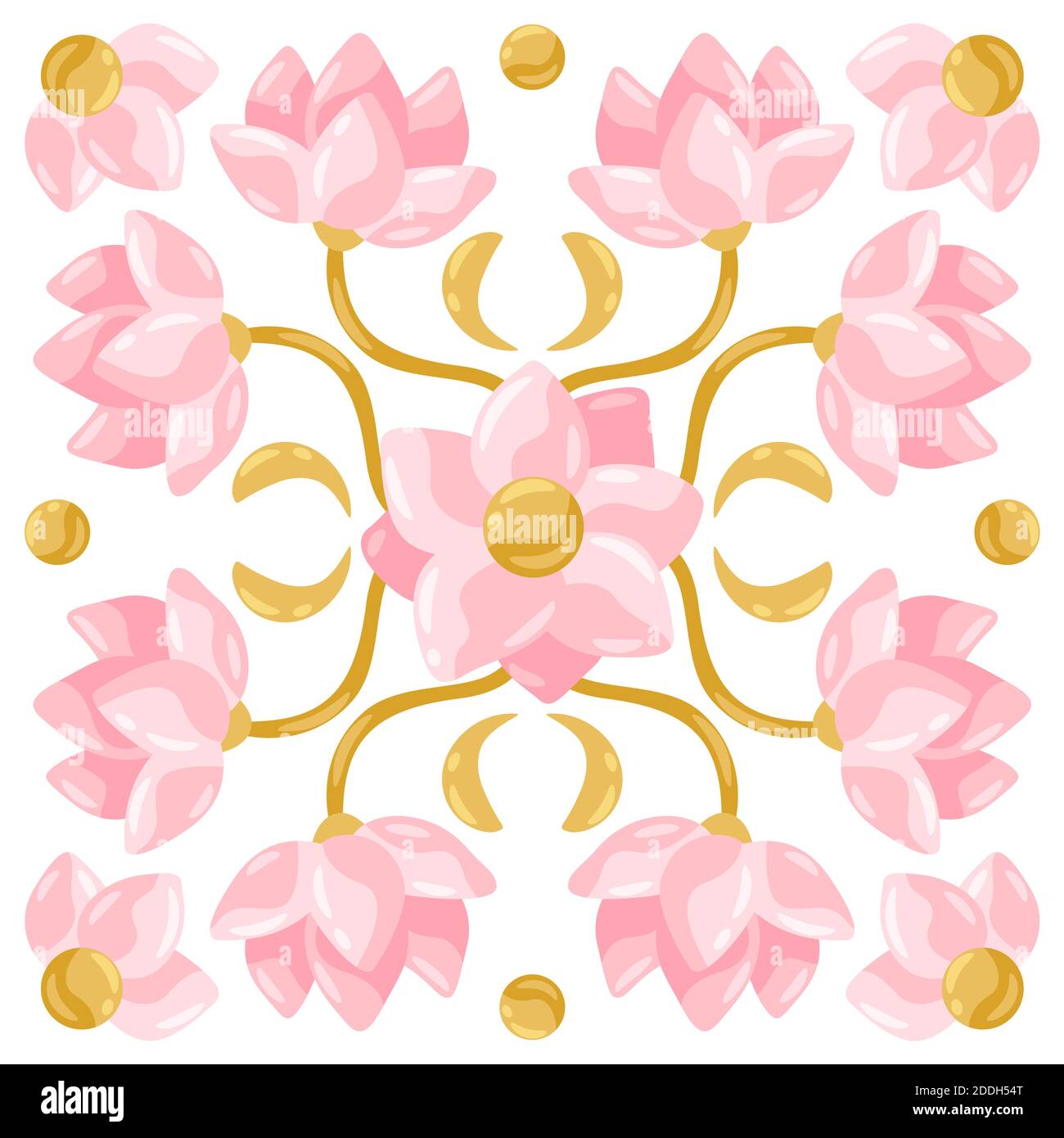 Ceramic tile pattern with lotus Stock Vector Image & Art - Alamy