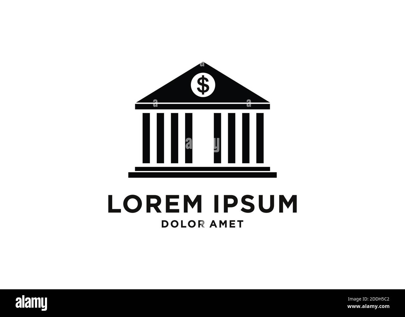 logo illustration of bank building on white background Stock Photo - Alamy