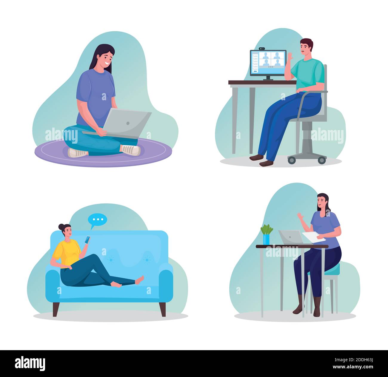 people using technology for meeting online in the workplaces Stock ...