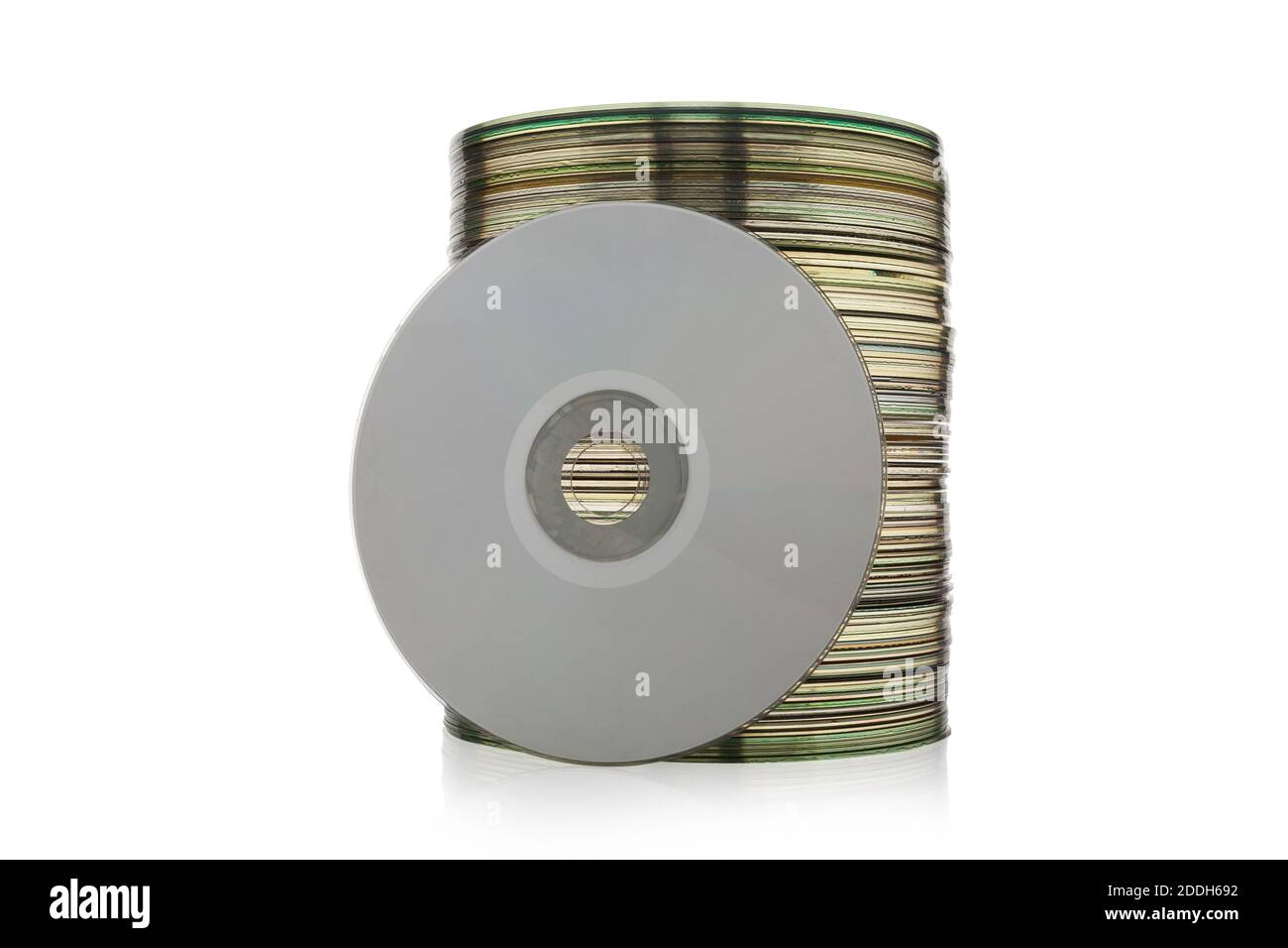 Stack of CD or DVD disk isolated on white background. Set collection ...
