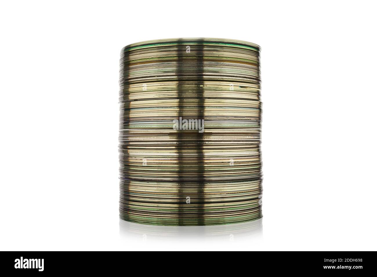 Stack of CD or DVD disk isolated on white background. Set collection ...