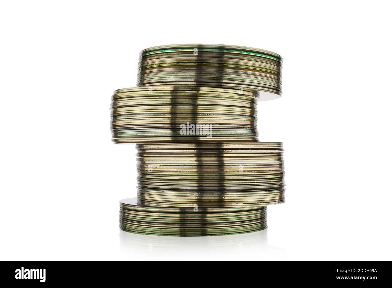 Stack of CD or DVD disk isolated on white background. Set collection ...