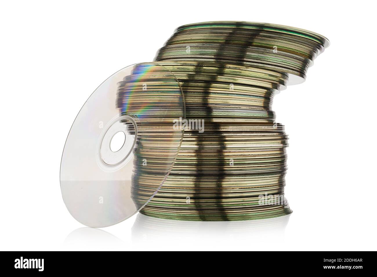 Stack of CD or DVD disk isolated on white background. Set collection ...