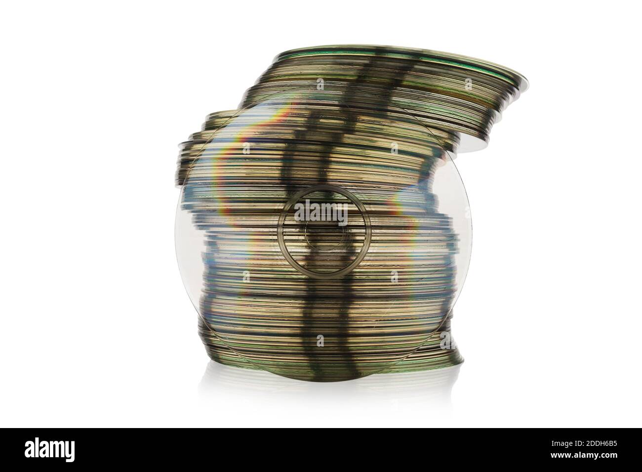 Stack of CD or DVD disk isolated on white background. Set collection ...