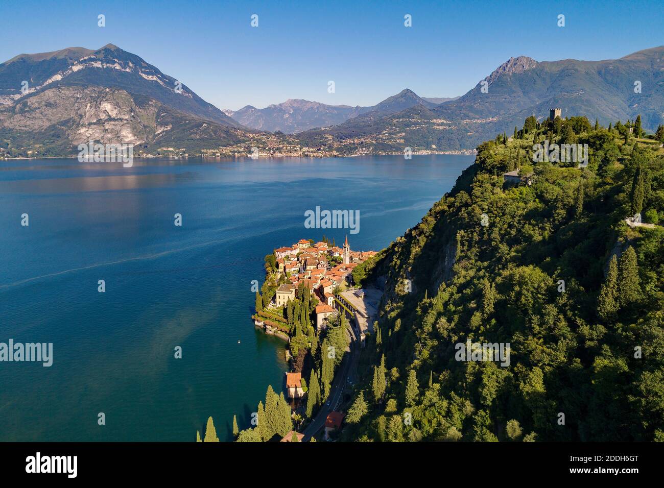 Vezio Castle, Varenna, Lake Como (IT), Aerial view Stock Photo - Alamy