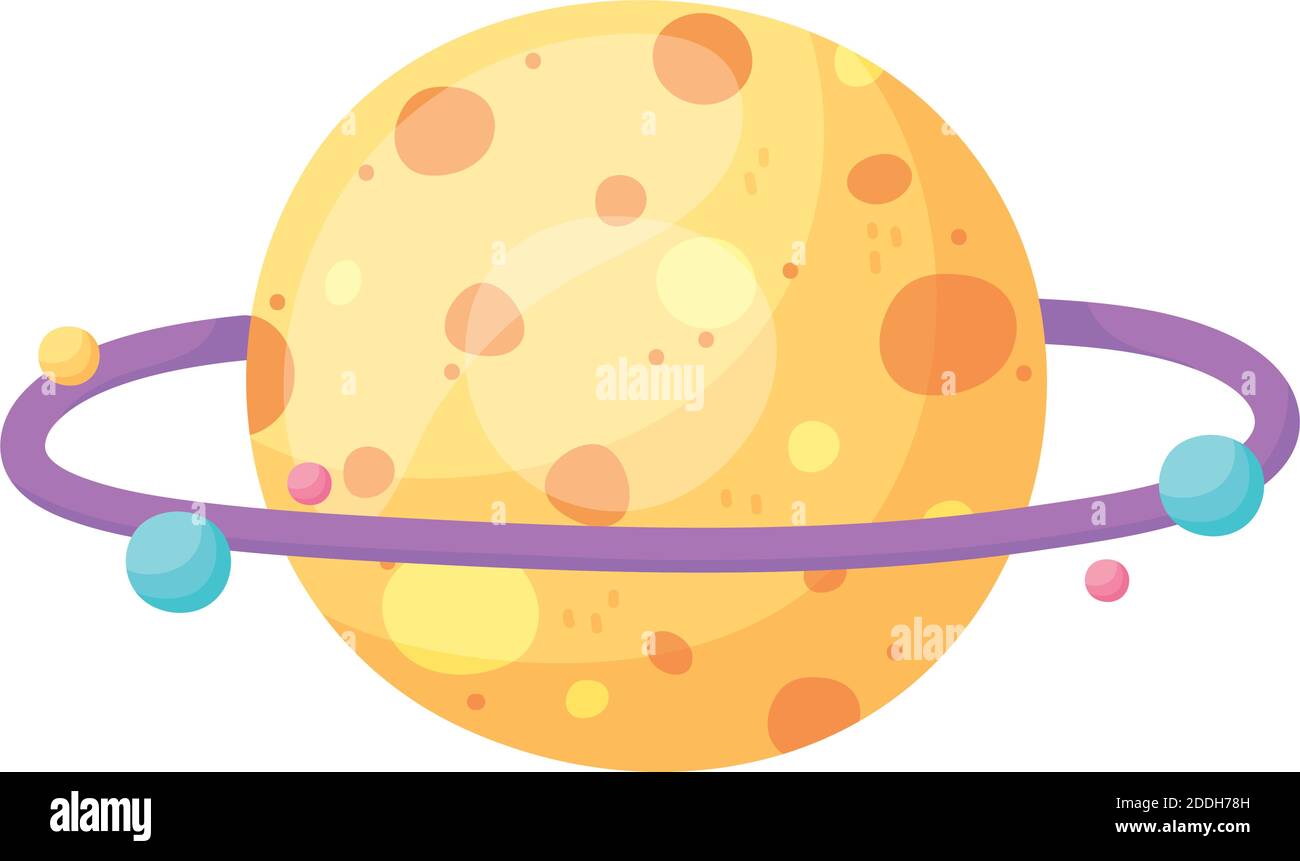 planet space orbit galaxy astronomy in cartoon style vector ...