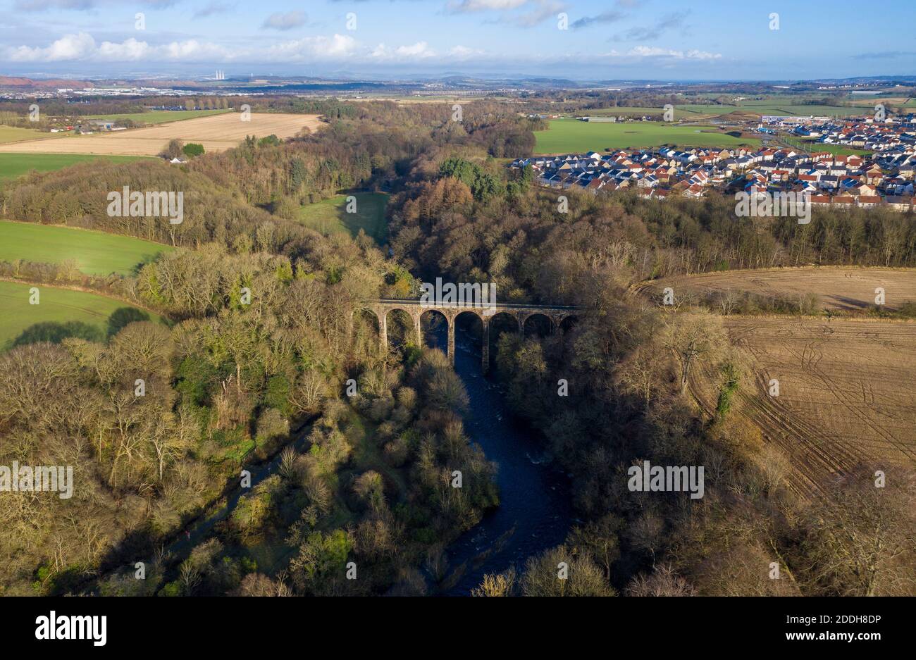 Aerial view almondell country park hi-res stock photography and images ...