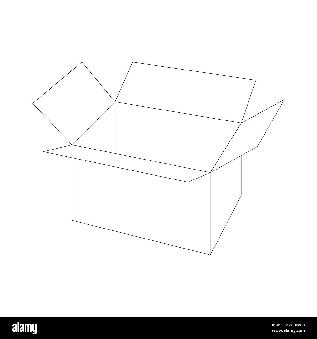 cardboard box, vector illustration,lining draw,profile view Stock Photo ...