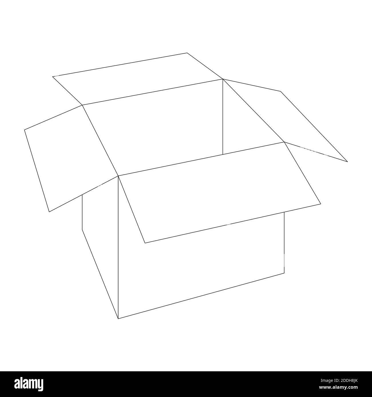 cardboard box, vector illustration,lining draw,profile view Stock Photo ...