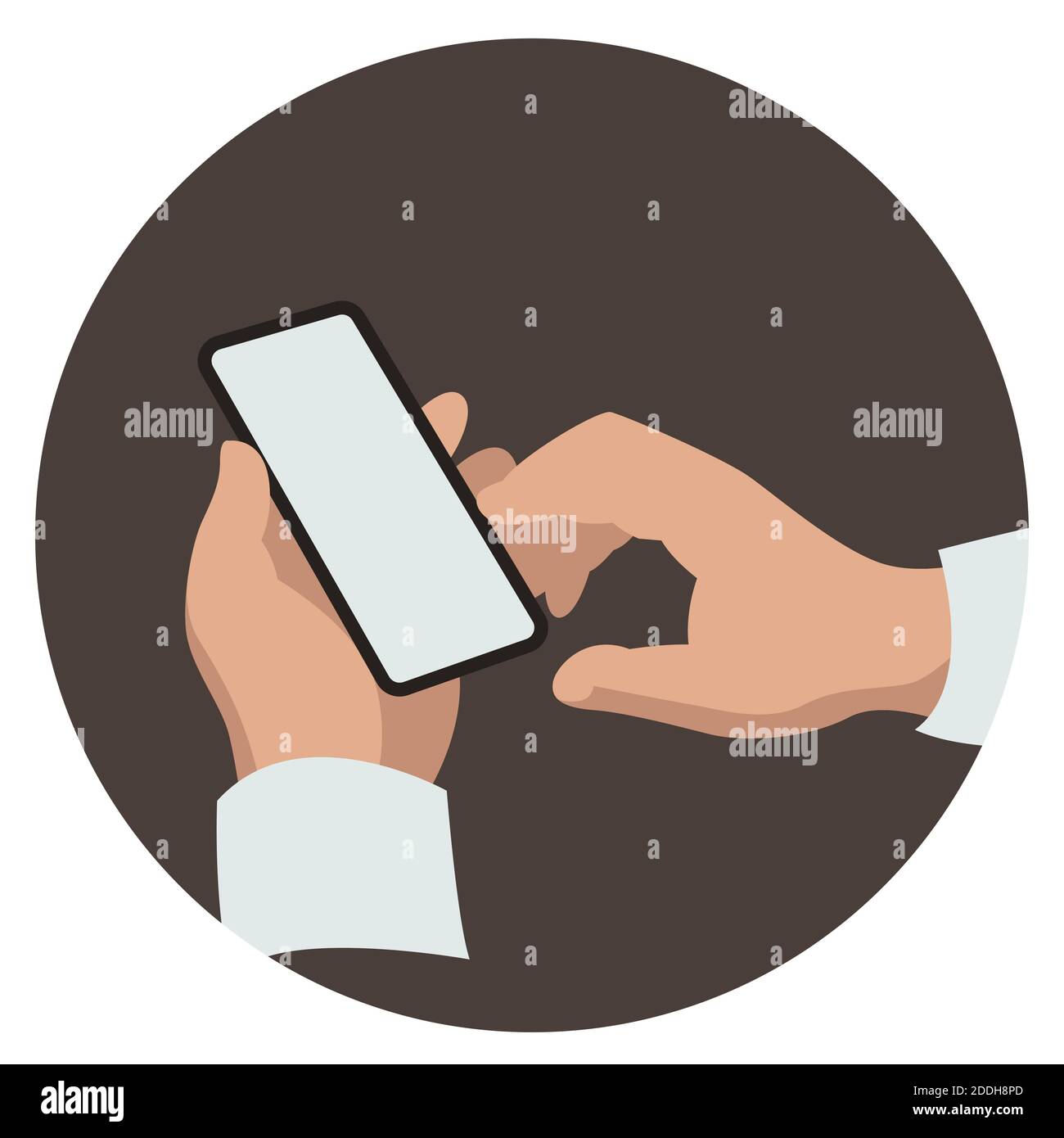 smartphone in hands, vector illustration, flat style, front Stock Photo ...