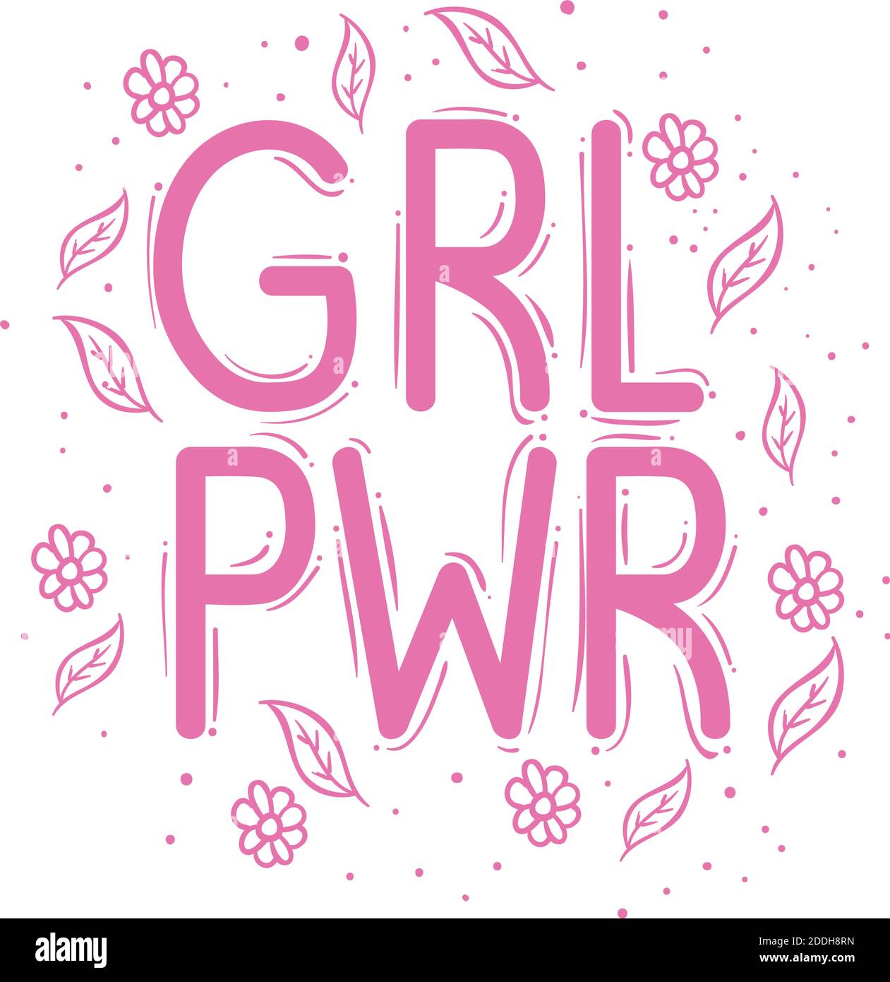girl power lettering with leafs and flowers Stock Vector Image & Art ...