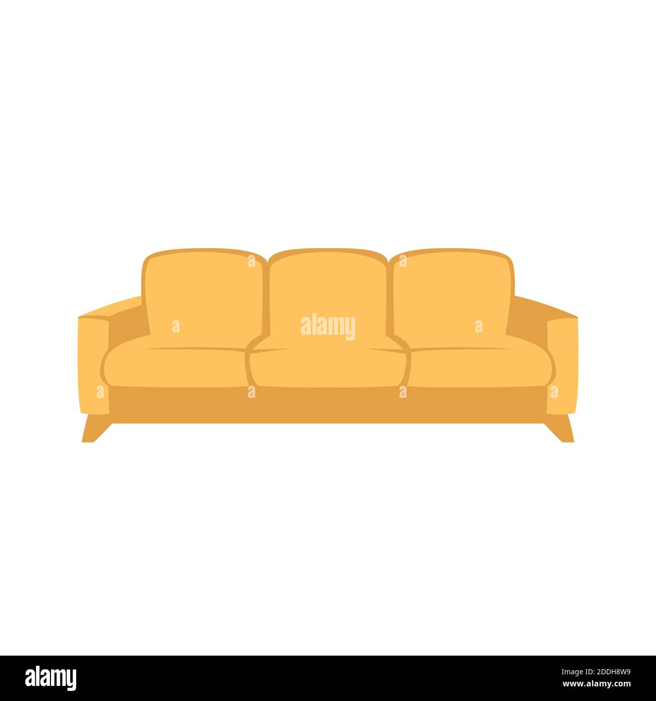 yellow sofa, vector illustration, flat style, front side Stock Photo ...
