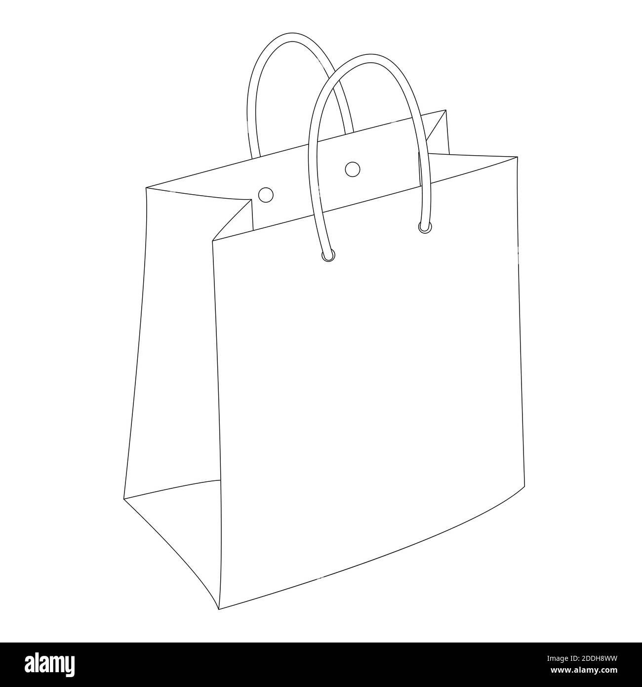 Ecological paper bag, vector illustration, lining draw, profile view ...