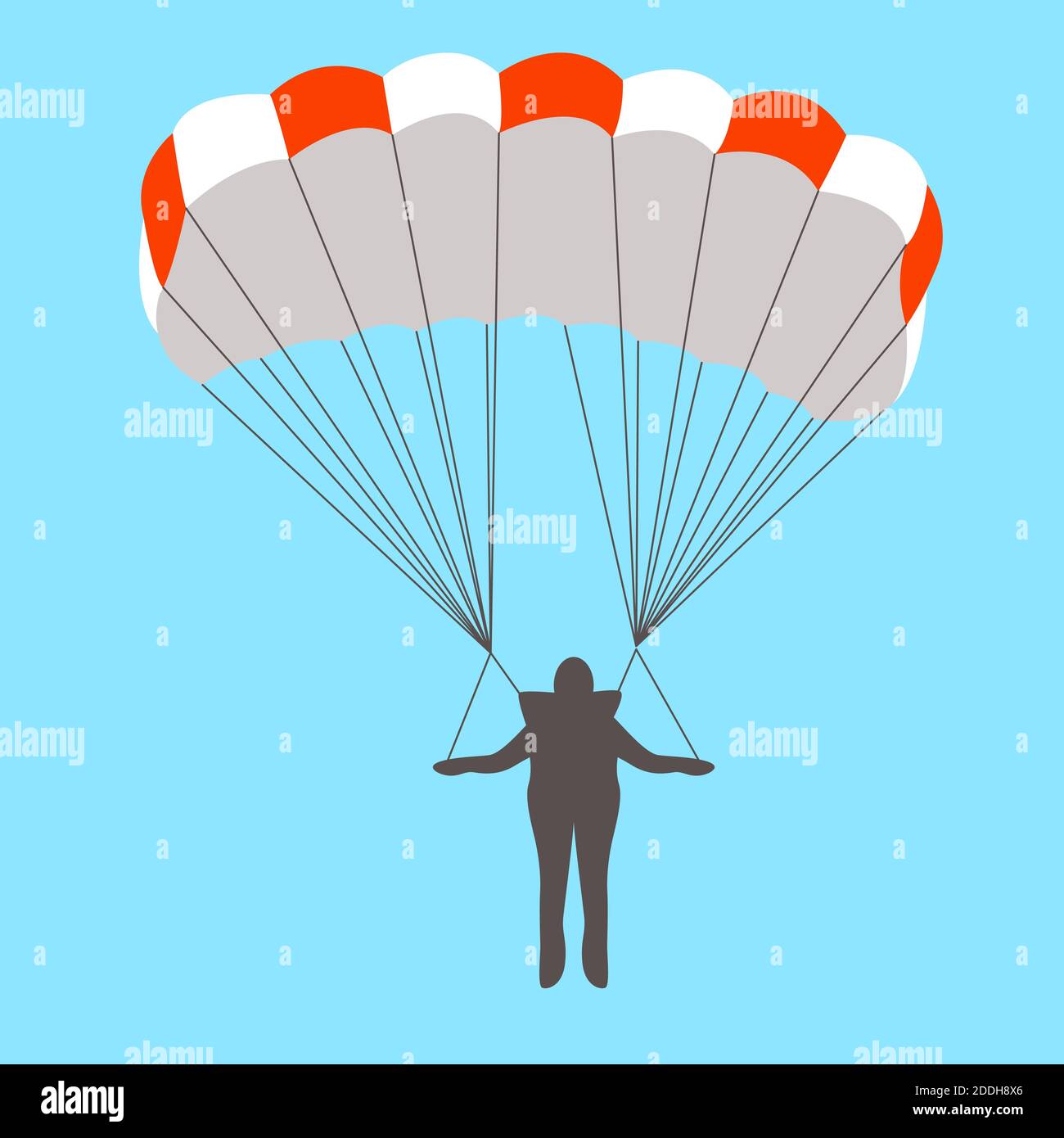 man goes down on a parachute, vector illustration, flat style Stock ...