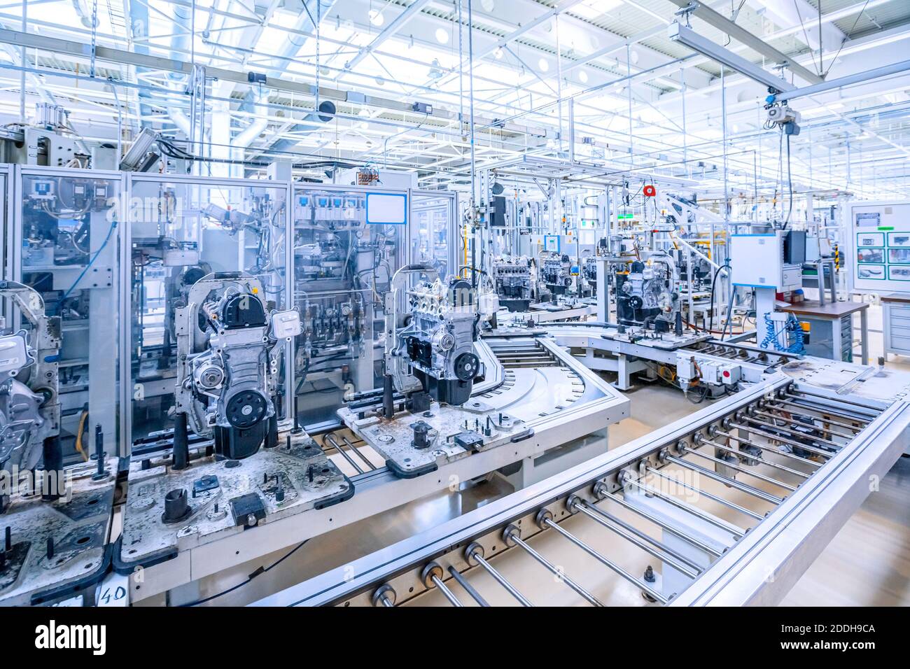 car engines at conveyor line Stock Photo - Alamy