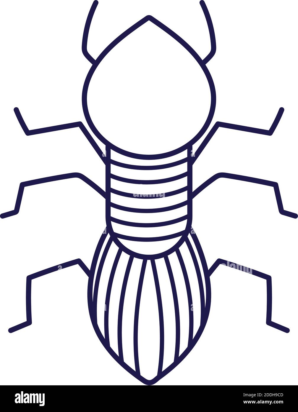 ant insect animal in cartoon line icon style vector illustration Stock ...