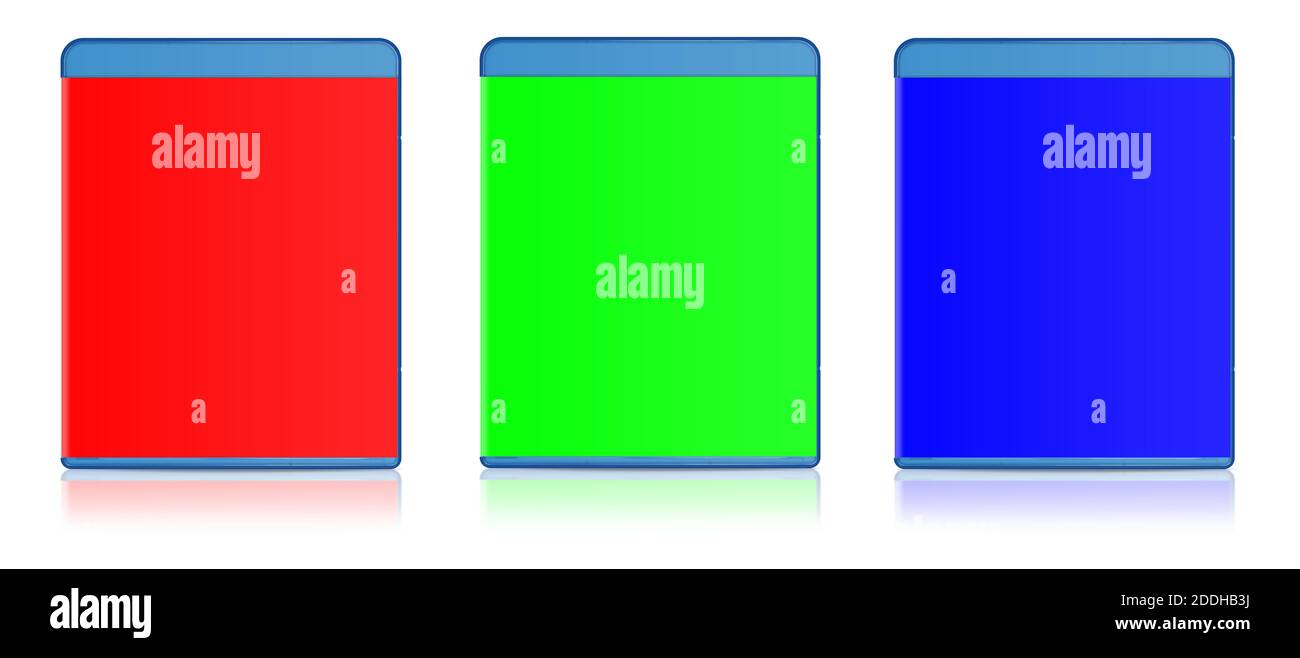 Blank Blu-ray case RGB. Illustration 3D rendering. Isolated on white ...
