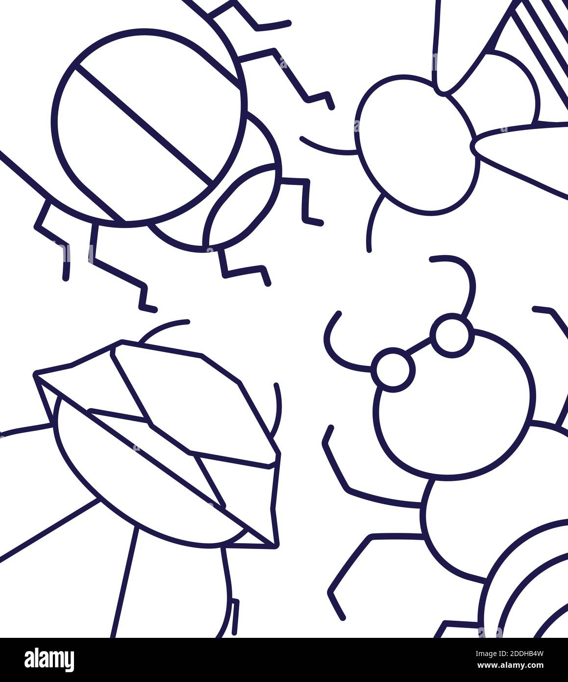 set of outline insects natural small animals vector illustration Stock ...