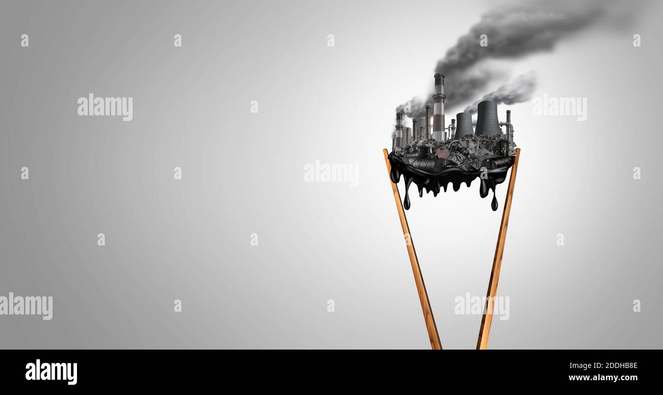 Polluted food and pollution crisis as eating a contaminated meal as ...