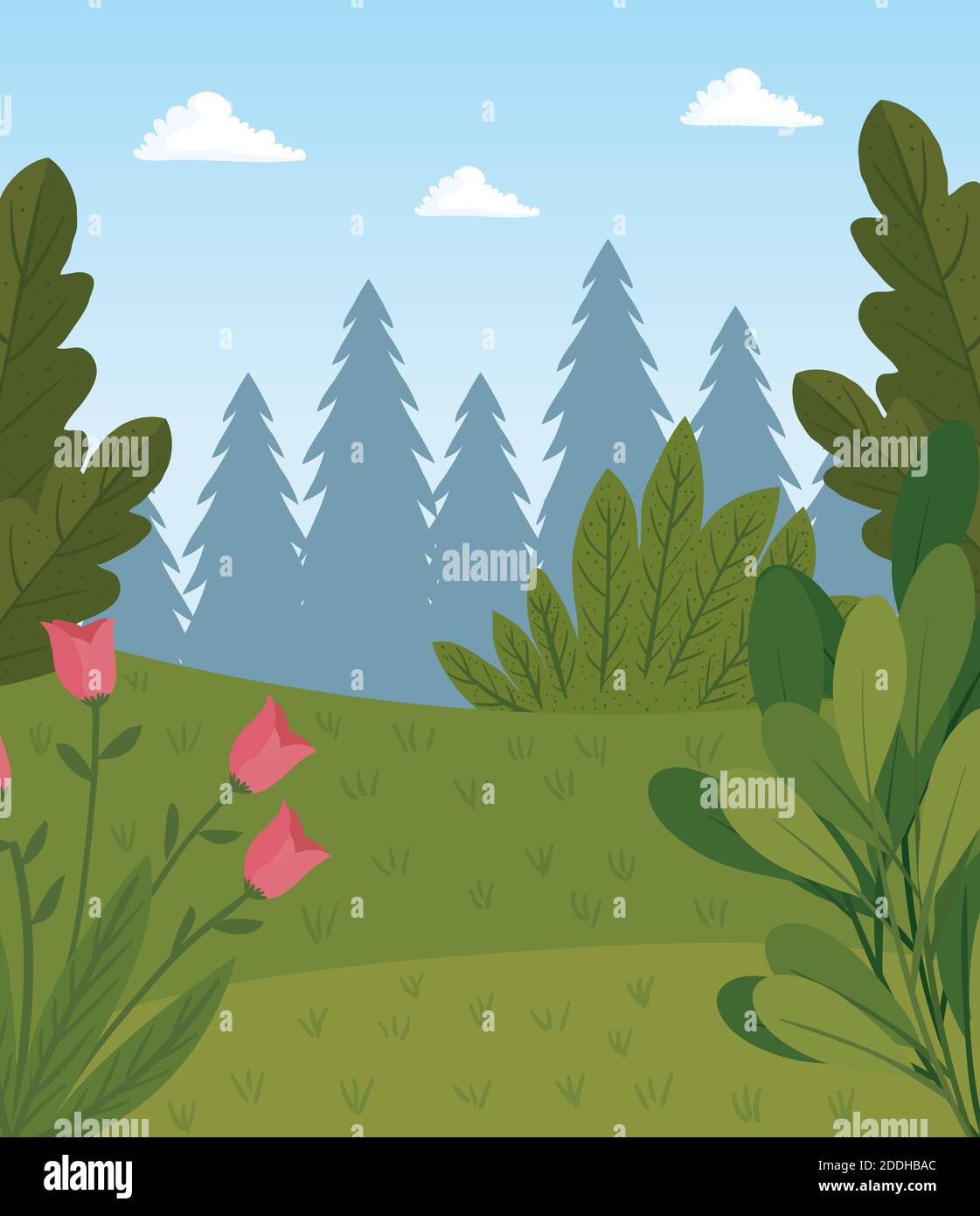 Field flowers on valley Stock Vector Images - Alamy