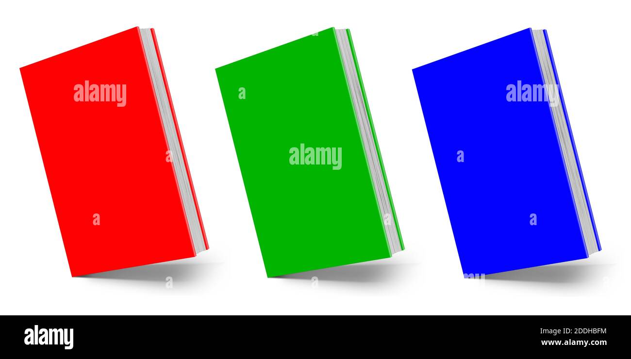 Blank book mockup RGB with shadow isolated on white. Illustration 3D ...