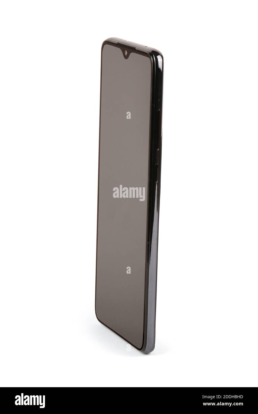 Black mobile smartphones with blank screen. isolated on white ...