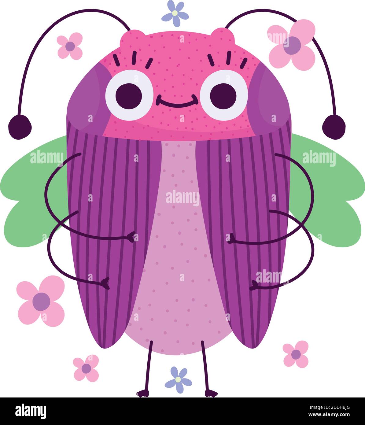 funny bug animal and flowers in cartoon style vector illustration Stock ...