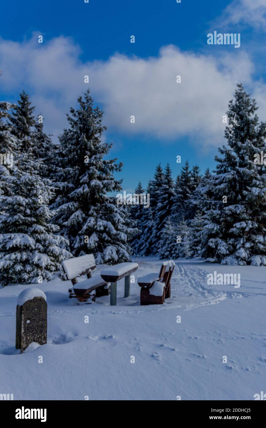 First small winter hike along the Rennsteig through the Thuringian ...