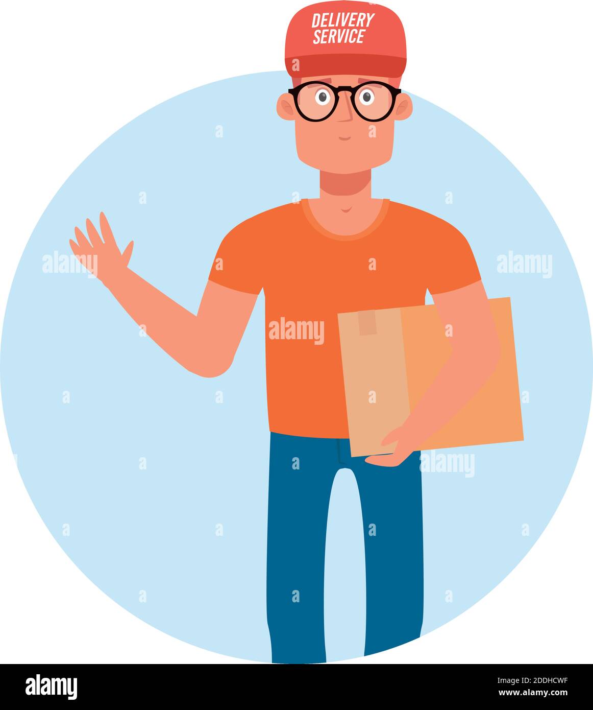 Isolated american man with boxes delivery fast logo- Vector Stock ...