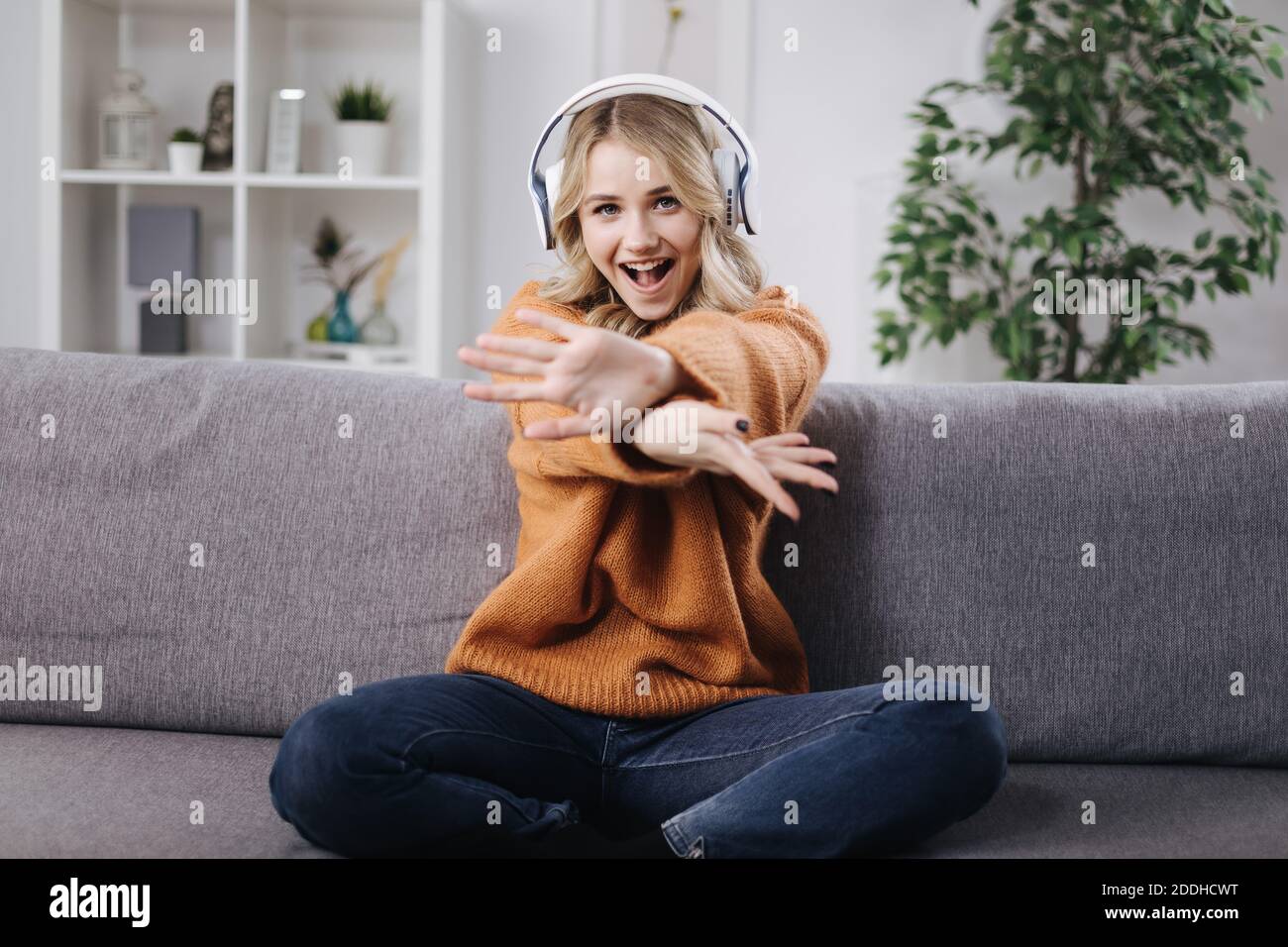 Attractive woman enjoying music hi-res stock photography and images - Alamy