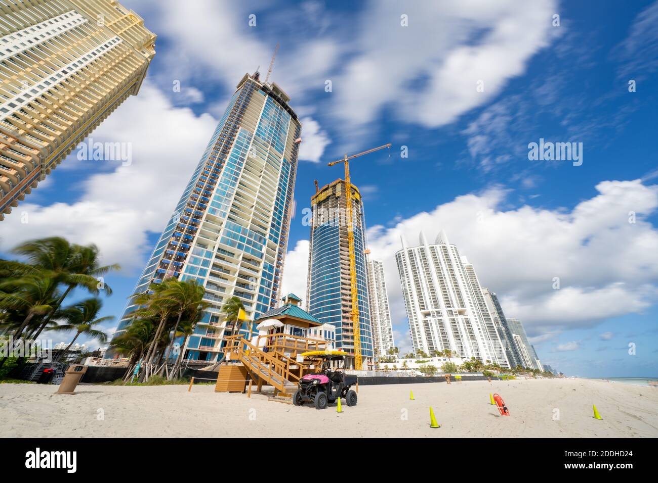 Towers under construction on the beach Stock Photo - Alamy
