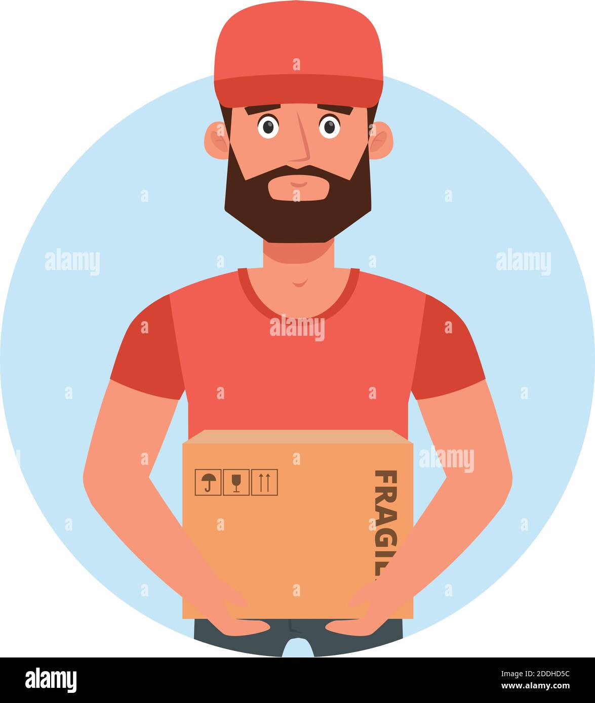 American man with boxes delivery fast logo- Vector Stock Vector Image ...