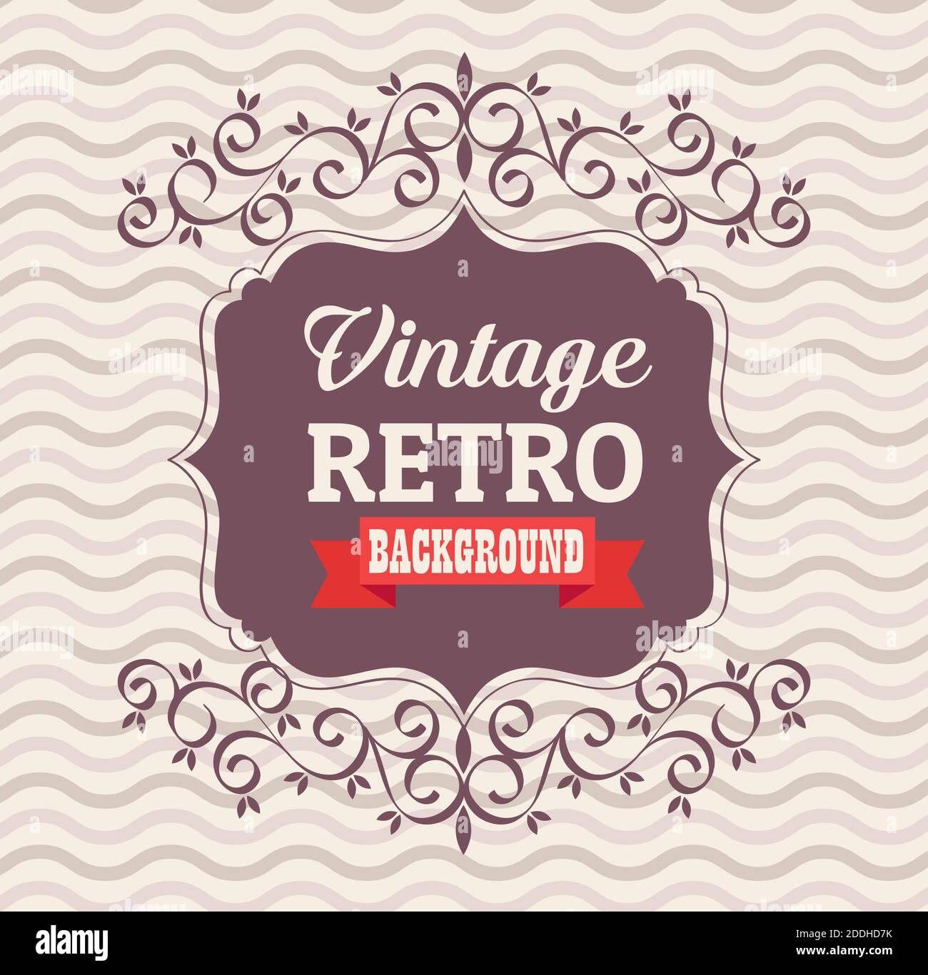 vintage retro banner with elegant frame and ribbon Stock Vector Image ...
