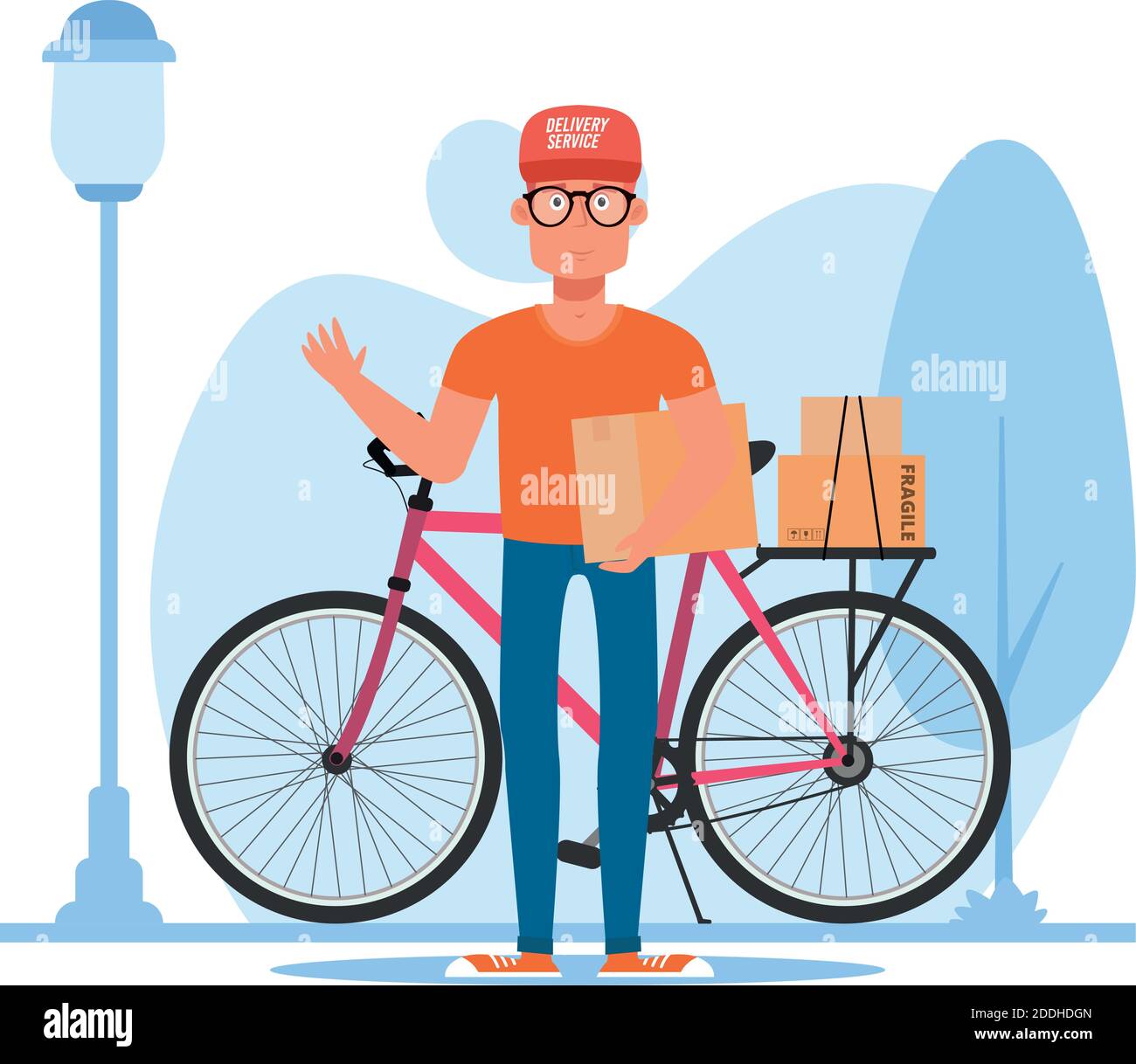 Red bicycle with man delivery fast icon- Vector Stock Vector Image ...
