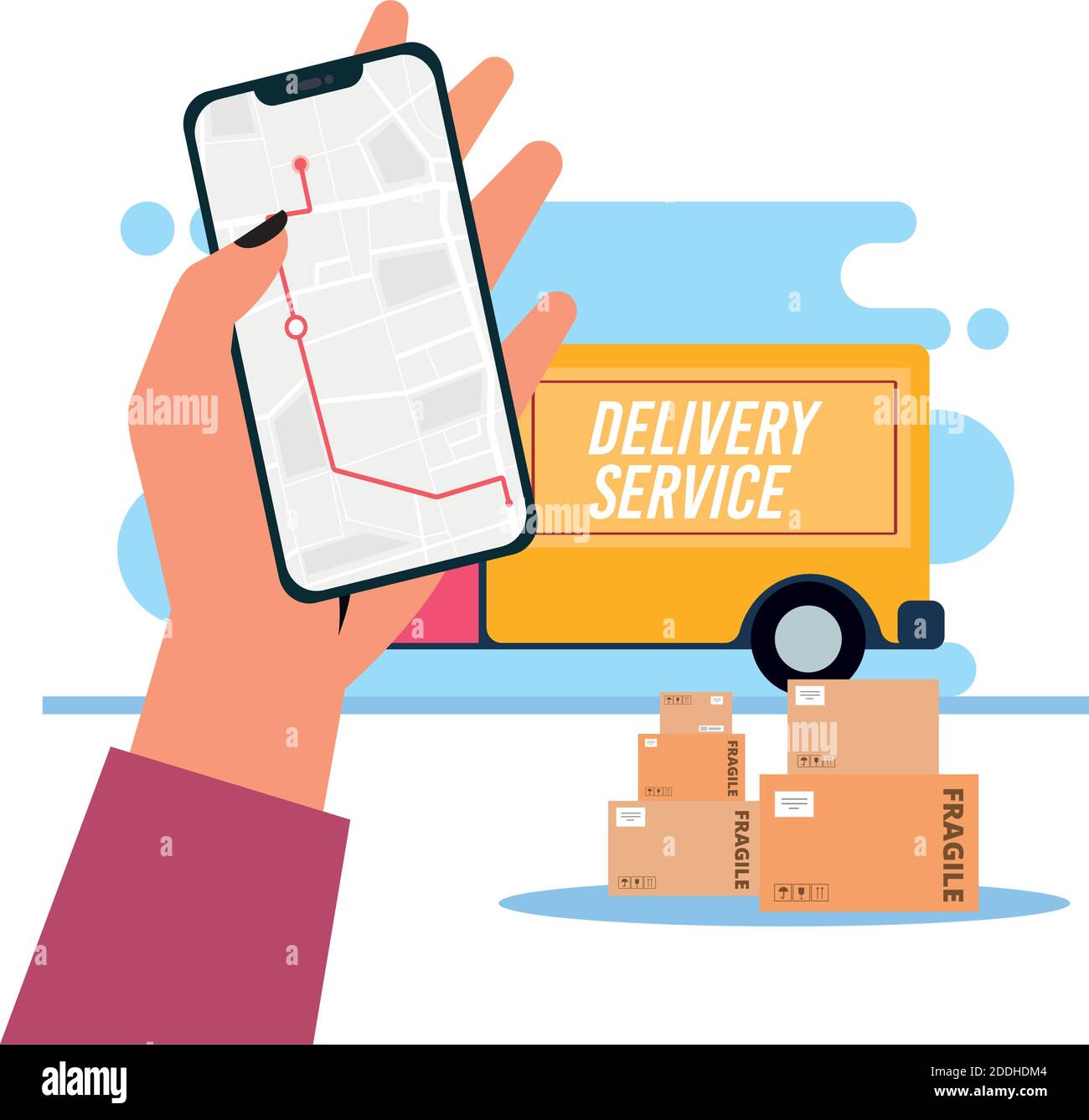 Phone tracing and truck delivery fast logo icon- Vector Stock Vector ...