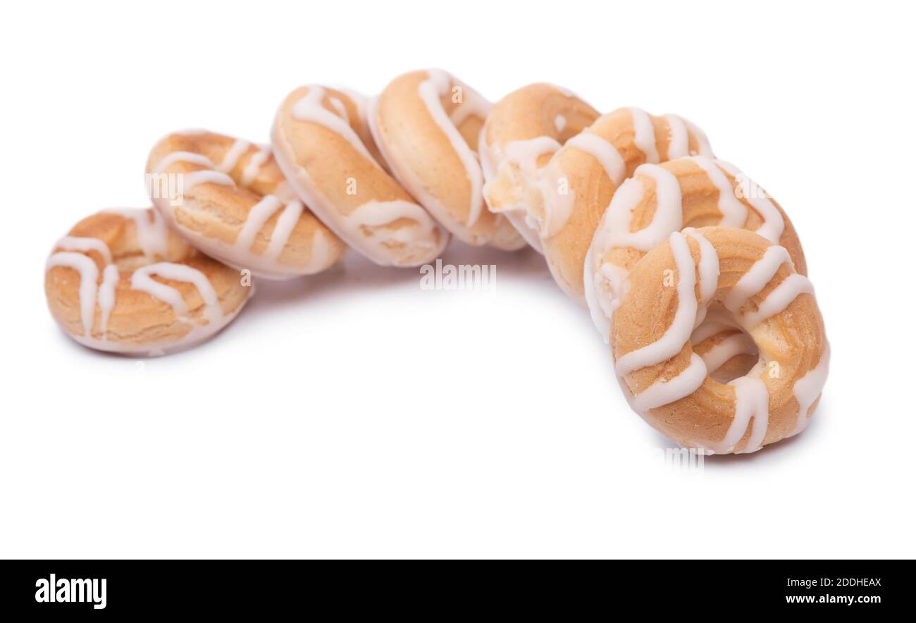 Group of tasty pastry rings isolated over white background Stock Photo ...