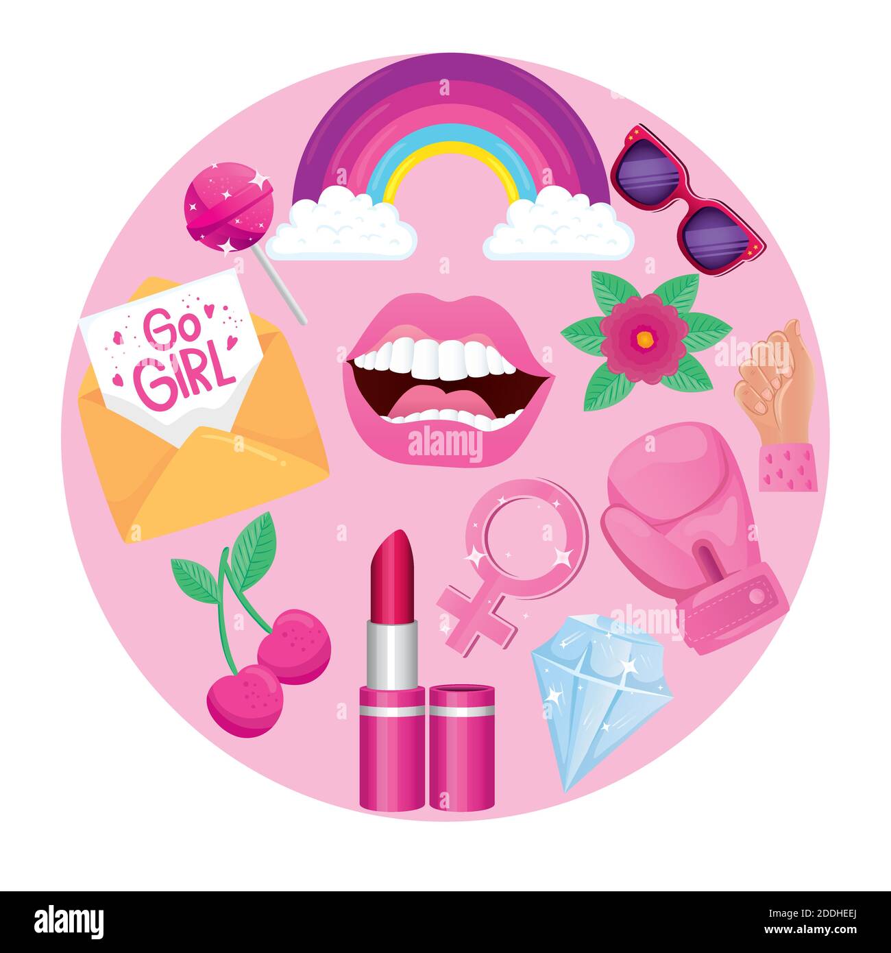 girl power set icons around Stock Vector Image & Art - Alamy