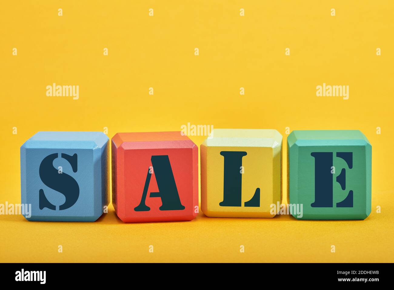different colored blocks with the wordings SALE, isolated against ...