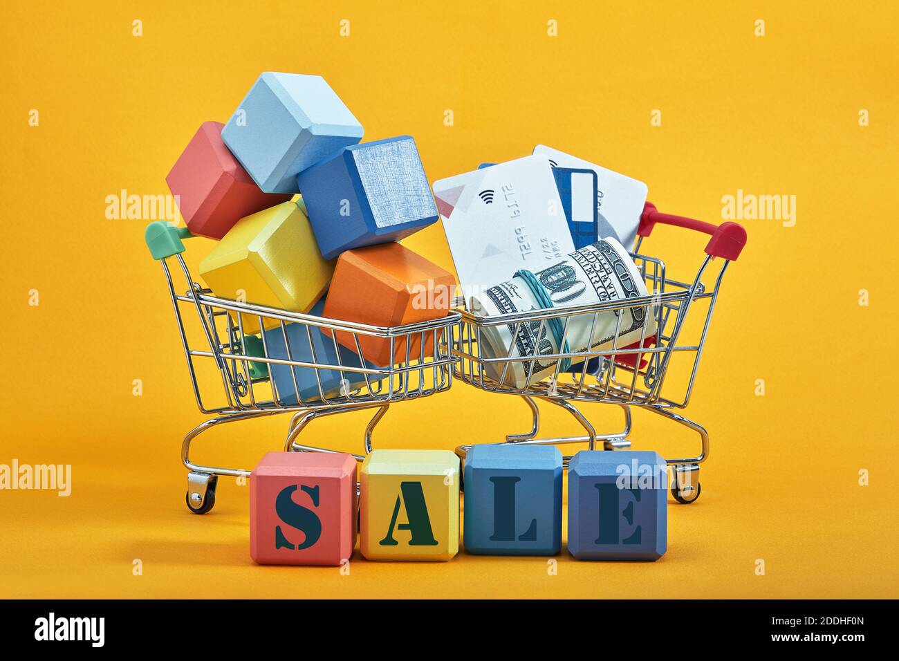 different colored blocks with the wordings SALE, isolated against ...