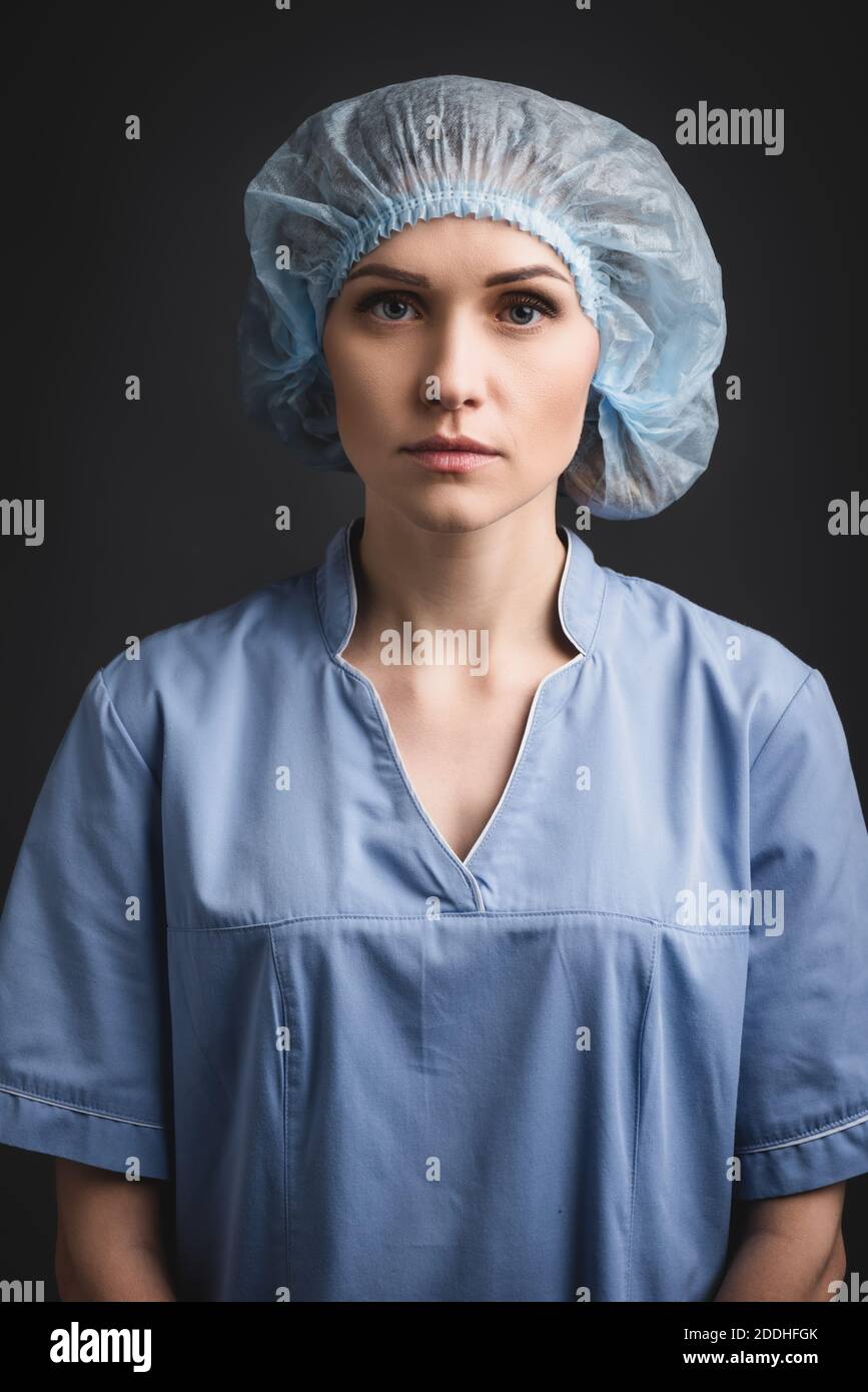 Nurse in dark blue uniform hi-res stock photography and images - Alamy