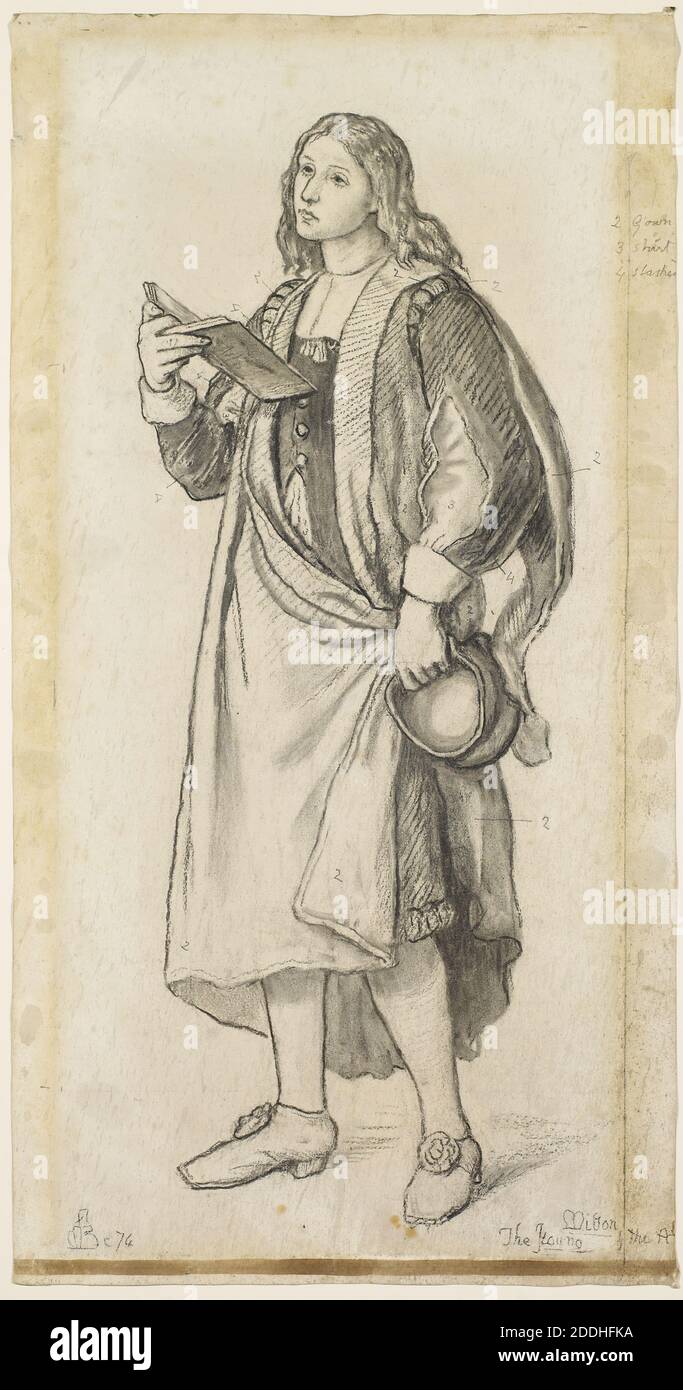 The Young Milton, 1874 Ford Madox Brown, Book, Reading, Drawing, Chalk ...